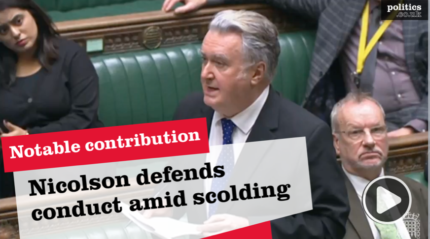 Nicolson defends his actions surrounding his row with the Speaker ...
